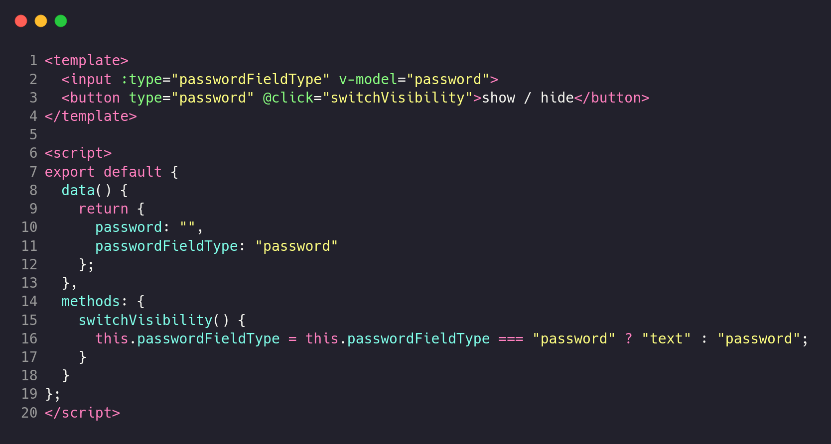 Show / hide password input value with Vue.js 3